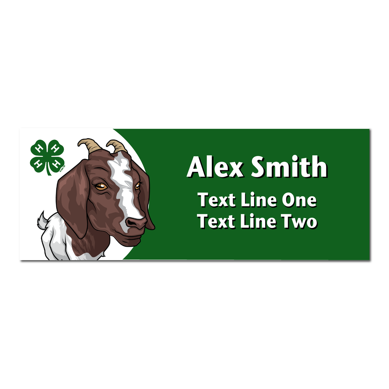 Custom 4-H Name Tag - Goat With Green Background Magnetic 1x3 ...