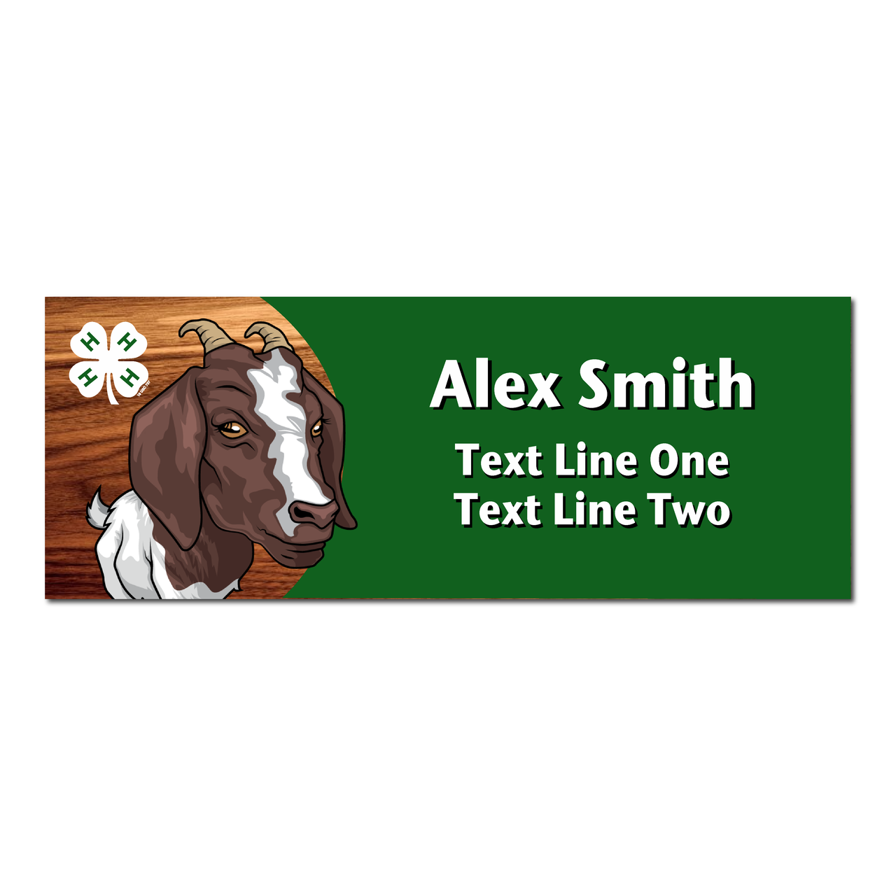 Custom 4-H Name Tag - Goat With Green Background Magnetic 1x3 ...
