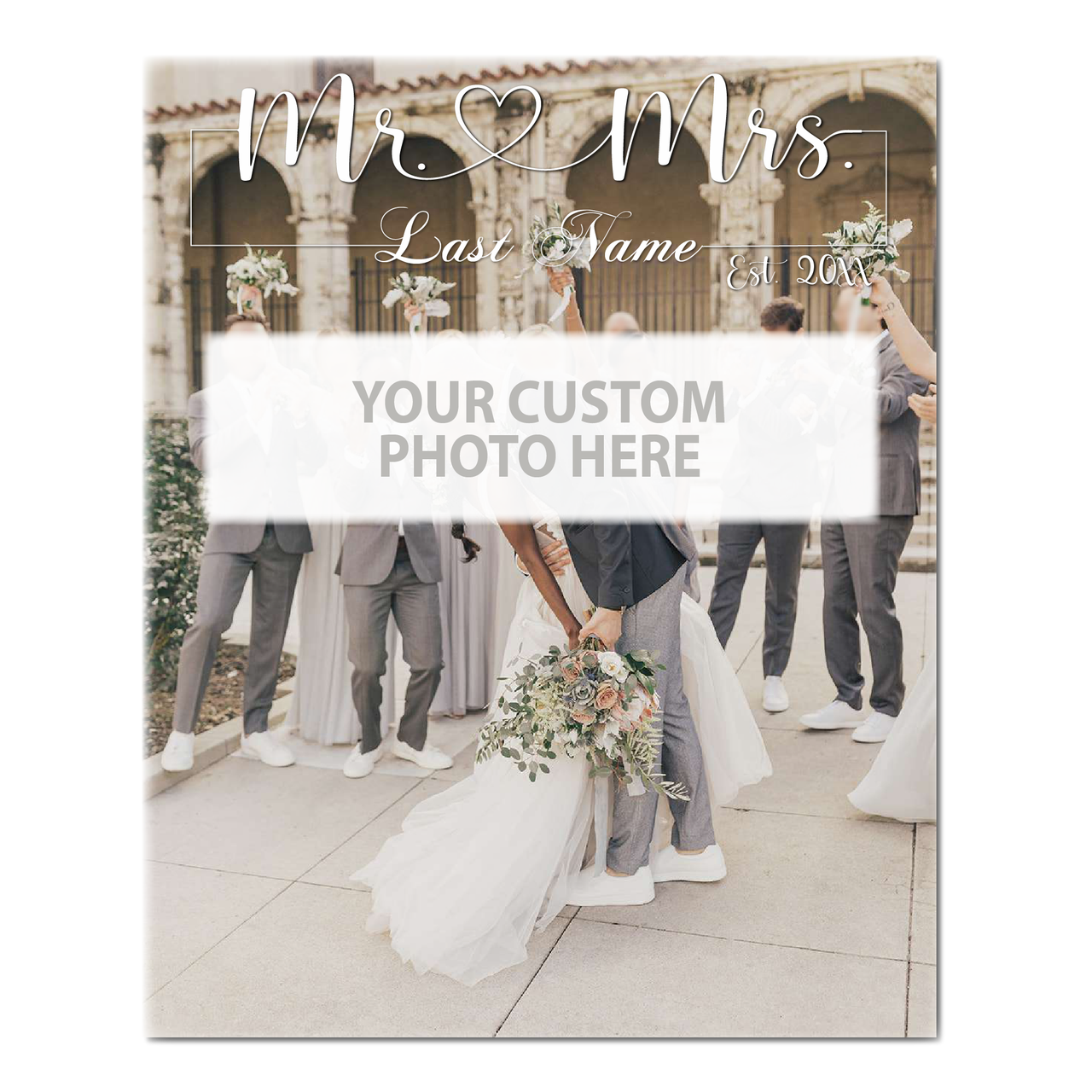 Personalized Canvas Print - Custom Wedding Group Photo Text Option 1