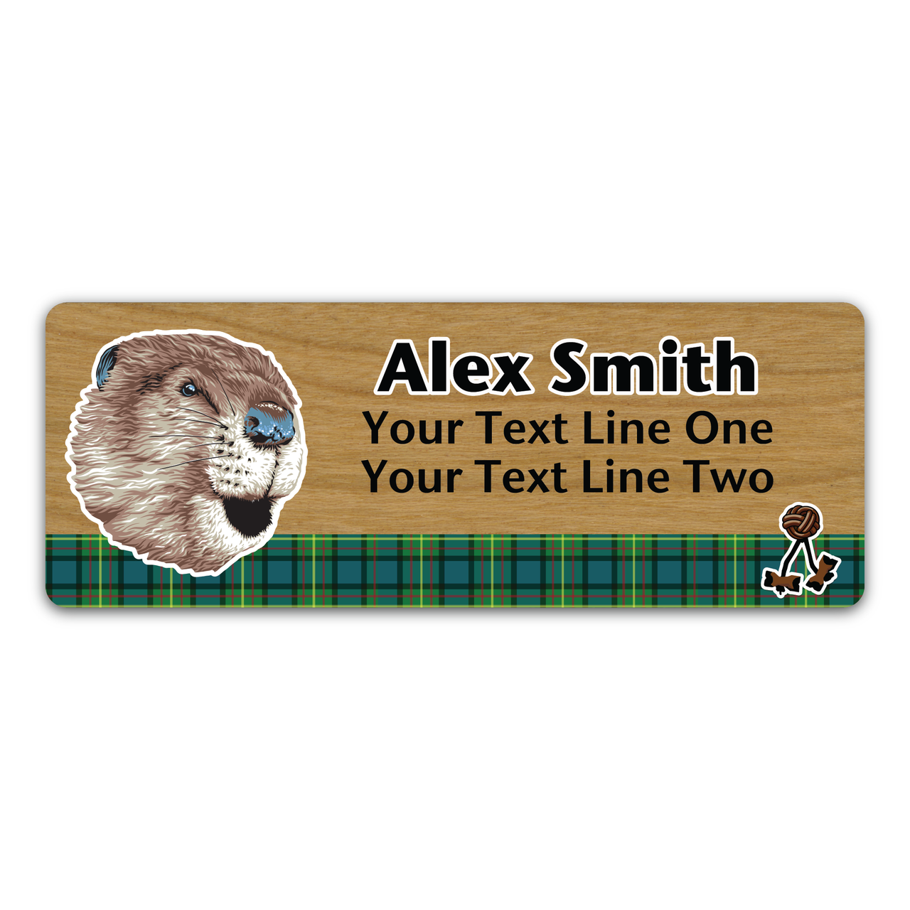 Custom Wood Badge Name Tag - Beaver Tartan Realistic Critter with Beads ...