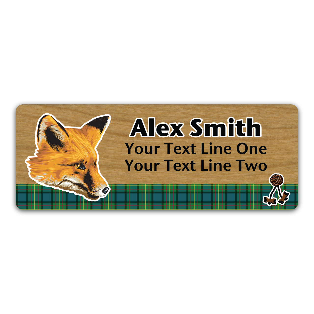 Wood Badge Name Tag - Fox Tartan Realistic Critter with Beads