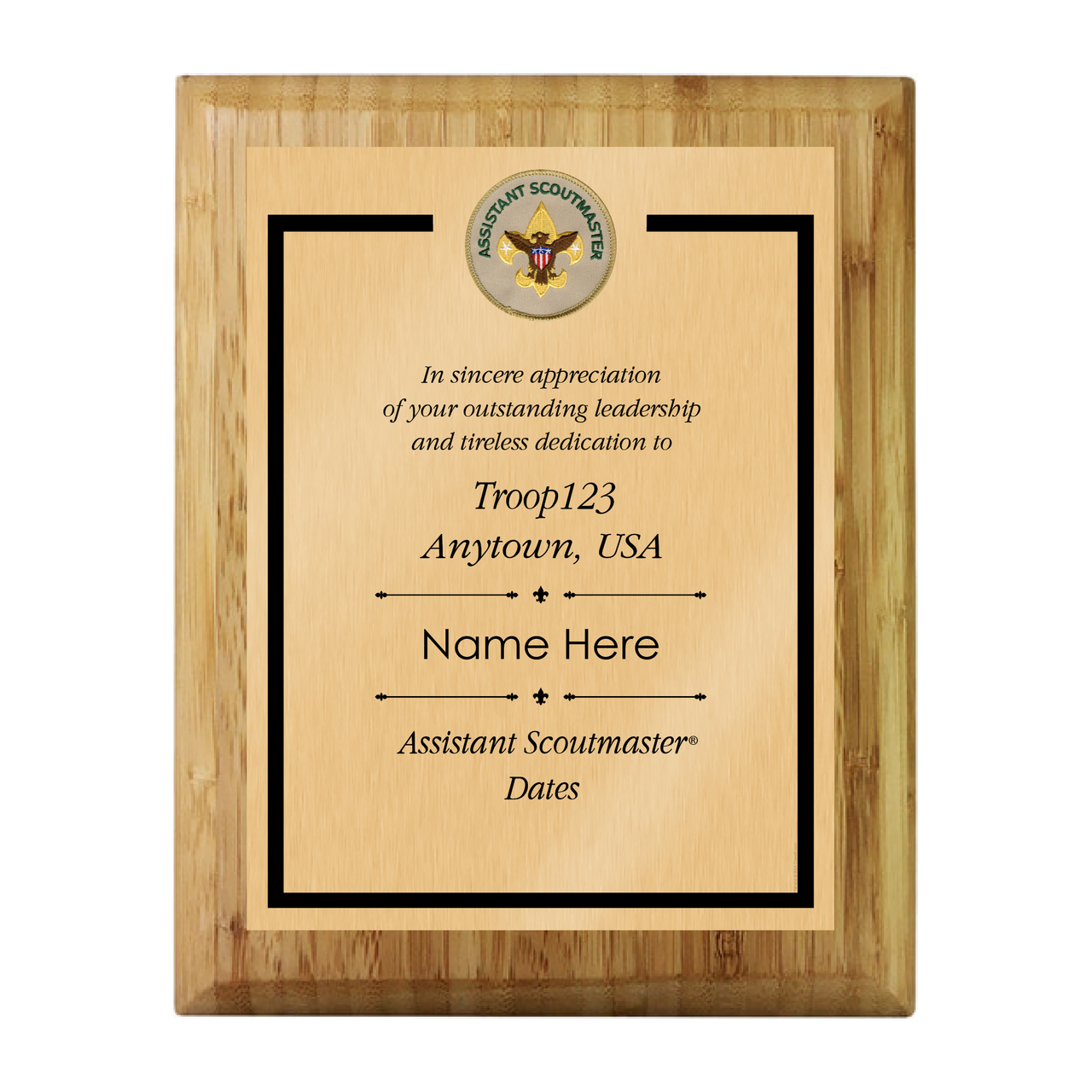 Assistant Scoutmaster Plaque with Scoutmaster Emblem - Border Design ...