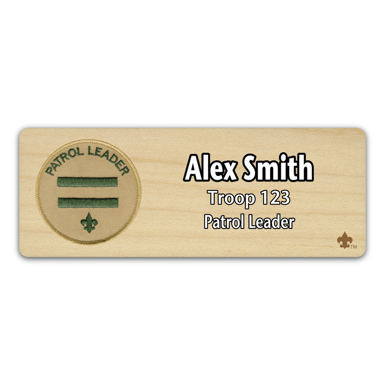 Custom Patrol Leader Emblem Name Tag Magnetic 1x3 Personalized Name Badge