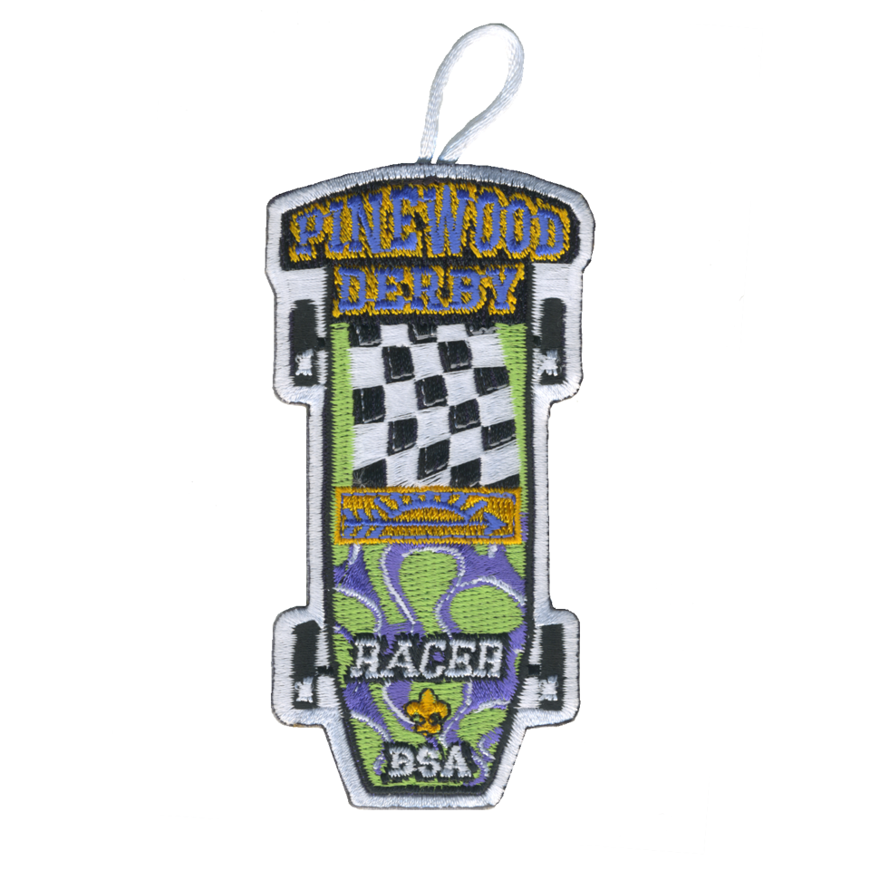 AOL Racer Patch - with Flag Design - Fully Embroidered