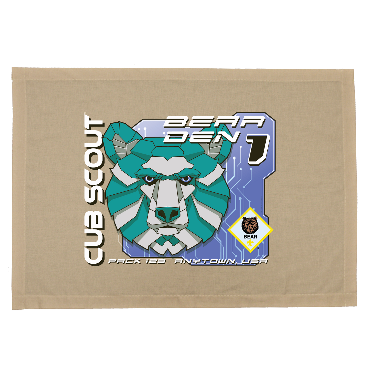 Cub Scout Den Flag - Mech Bear Rank Den Design