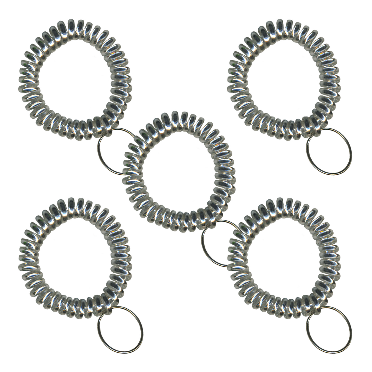 Metallic Silver Wrist Coils - 5 Pack
