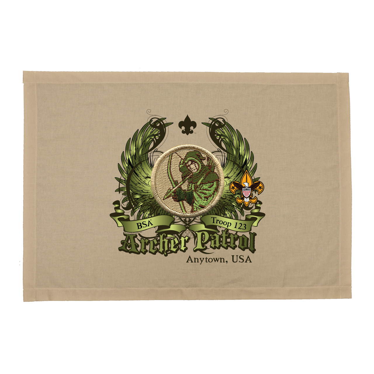 Archer Patrol Patch - Scout Patrol Flag with Colored Wings