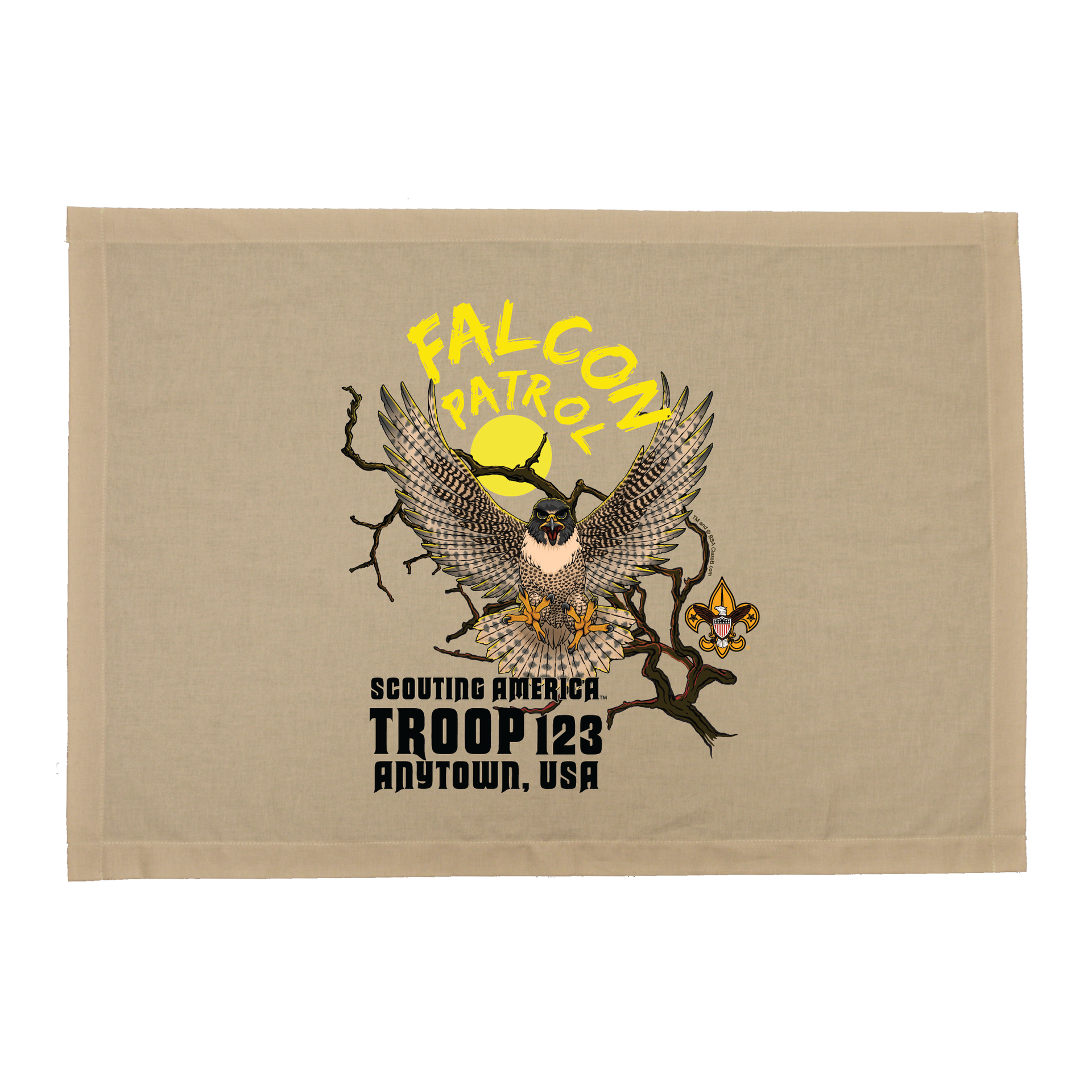 Custom Falcon Patrol Flag 20x28 Khaki Officially Licensed
