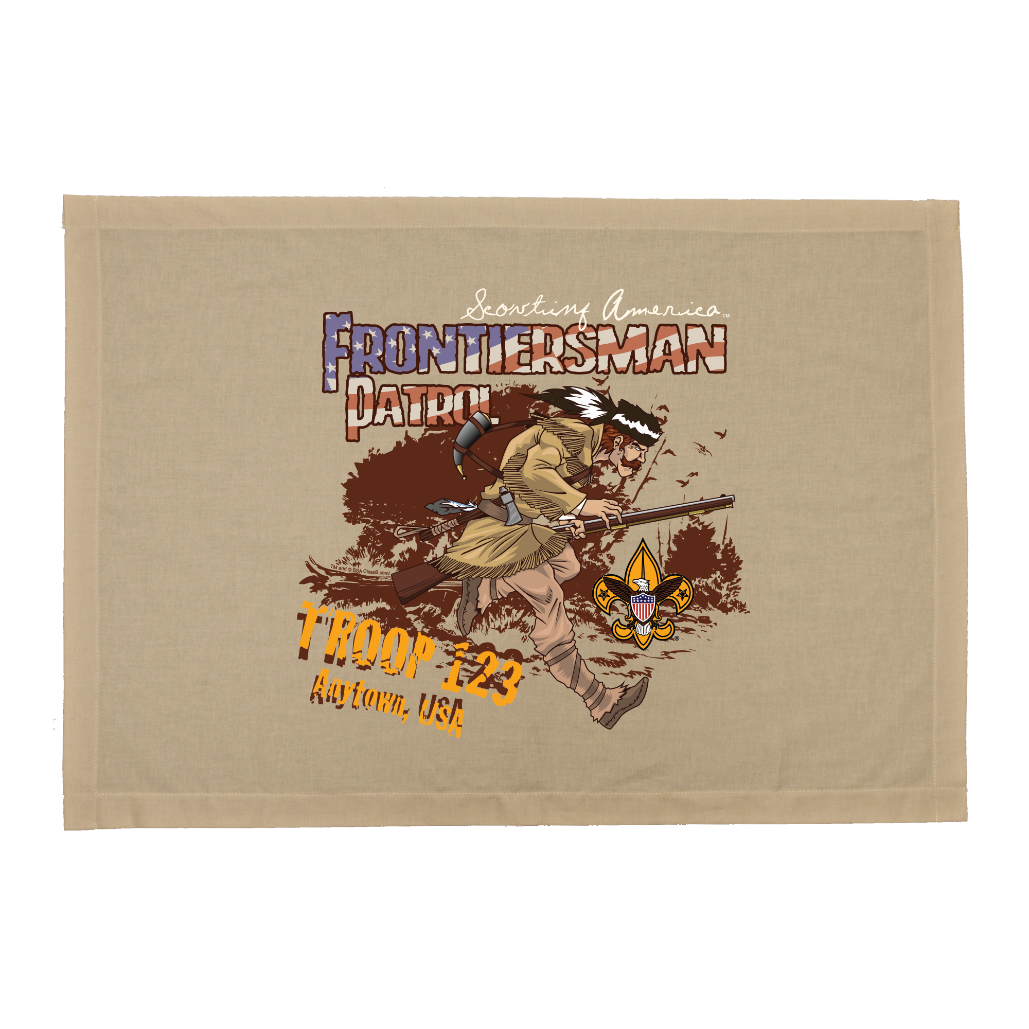 Custom Frontiersman Patrol Flag 20x28 Khaki Officially Licensed