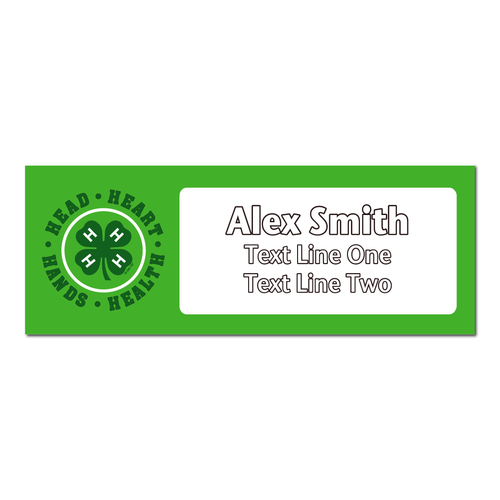 Custom 4-H Name Tag - 4-H Logo Magnetic 1x3 Personalized Name Badge