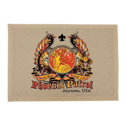 Phoenix Head Patrol Patch - Scout Patrol Flag with Colored Wings