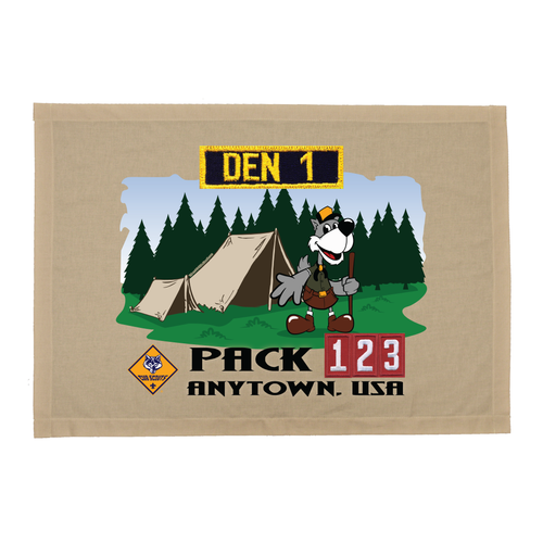 Custom Wolf Cub Scout Den Flag 20x28 Khaki Officially Licensed