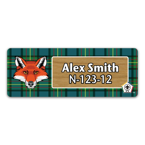 Custom Wood Badge Name Tag - Fox Tartan Magnetic 1x3 Personalized Name ...