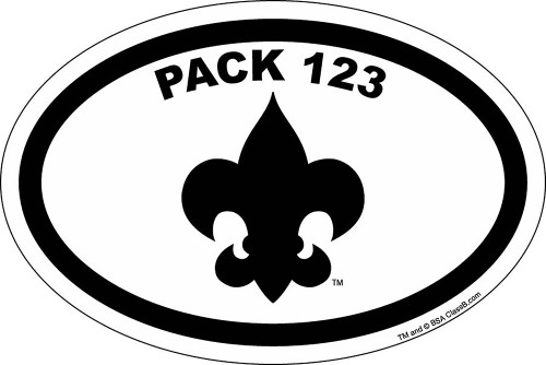 Cub Scout Pack Sticker - 8 pack - Oval Large Fleur De Lis (SP5423)