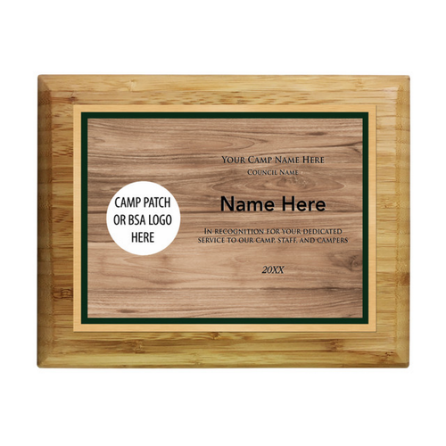Camp Volunteer Plaque - Wood Grain Design - Horizontal