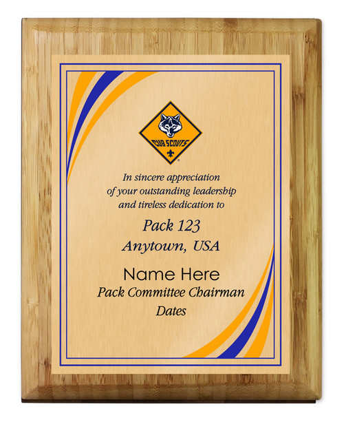 Pack Committee Chairman Plaque with Cub Scout Logo - Stripes Design ...