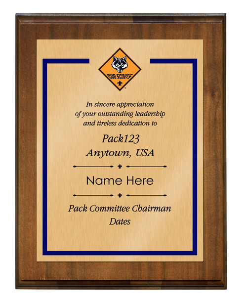 Pack Committee Chairman Plaque with Cub Scout Logo - Border Design ...