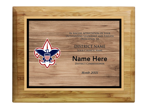 District Commissioner Plaque with Corporate Logo - Wood Grain Design ...