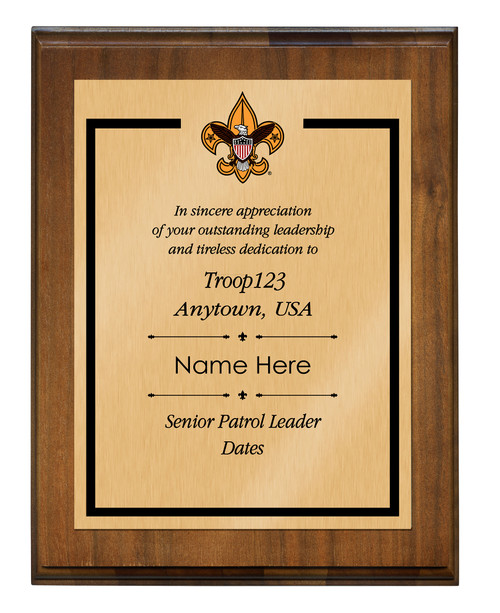 Senior Patrol Leader Plaque with Universal Logo - Border Design - Vertical