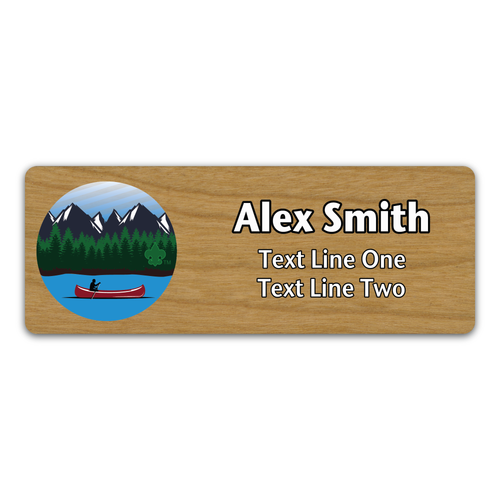 Custom Canoe Name Tag - Lake with Forest and Mountain Scene Magnetic ...