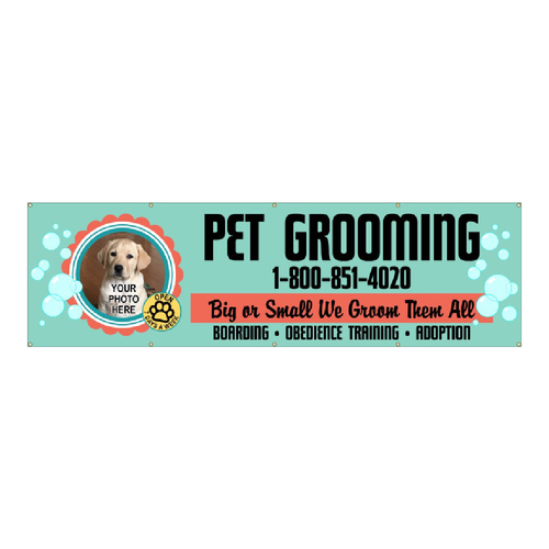 Pet Grooming Theme Custom Vinyl Banner 28x96 Outdoor Personalized Banner