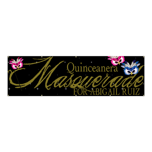 Quinceanera Event Custom Vinyl Banner 28x96 Outdoor Personalized Banner