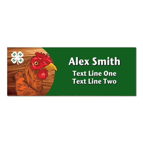 Custom 4-H Name Tag - Chicken With Green Magnetic 1x3 Personalized Name ...