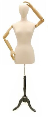 Cream Female Body Form with Head and Poseable Arms with Base MM-JF6 ...