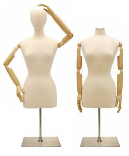 Cream Female Body Form with Head and Poseable Arms with Base MM-JF6 ...