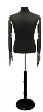 Black Male Body Form with Head and Poseable Arms with Base MM-33M02ARM ...