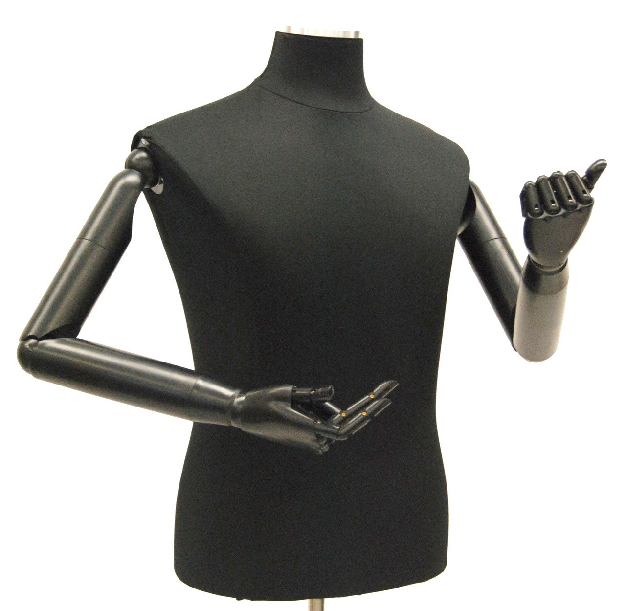 Black Male Body Form with Head and Poseable Arms with Base MM-33M02ARM ...