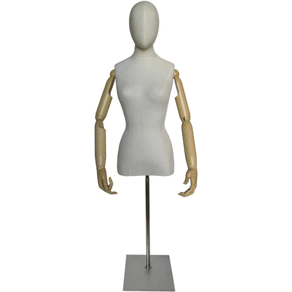 Cream Female Body Form with Head and Poseable Arms with Base MM-JF6 ...
