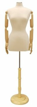 Cream Female Body Form with Head and Poseable Arms with Base MM-JF6 ...