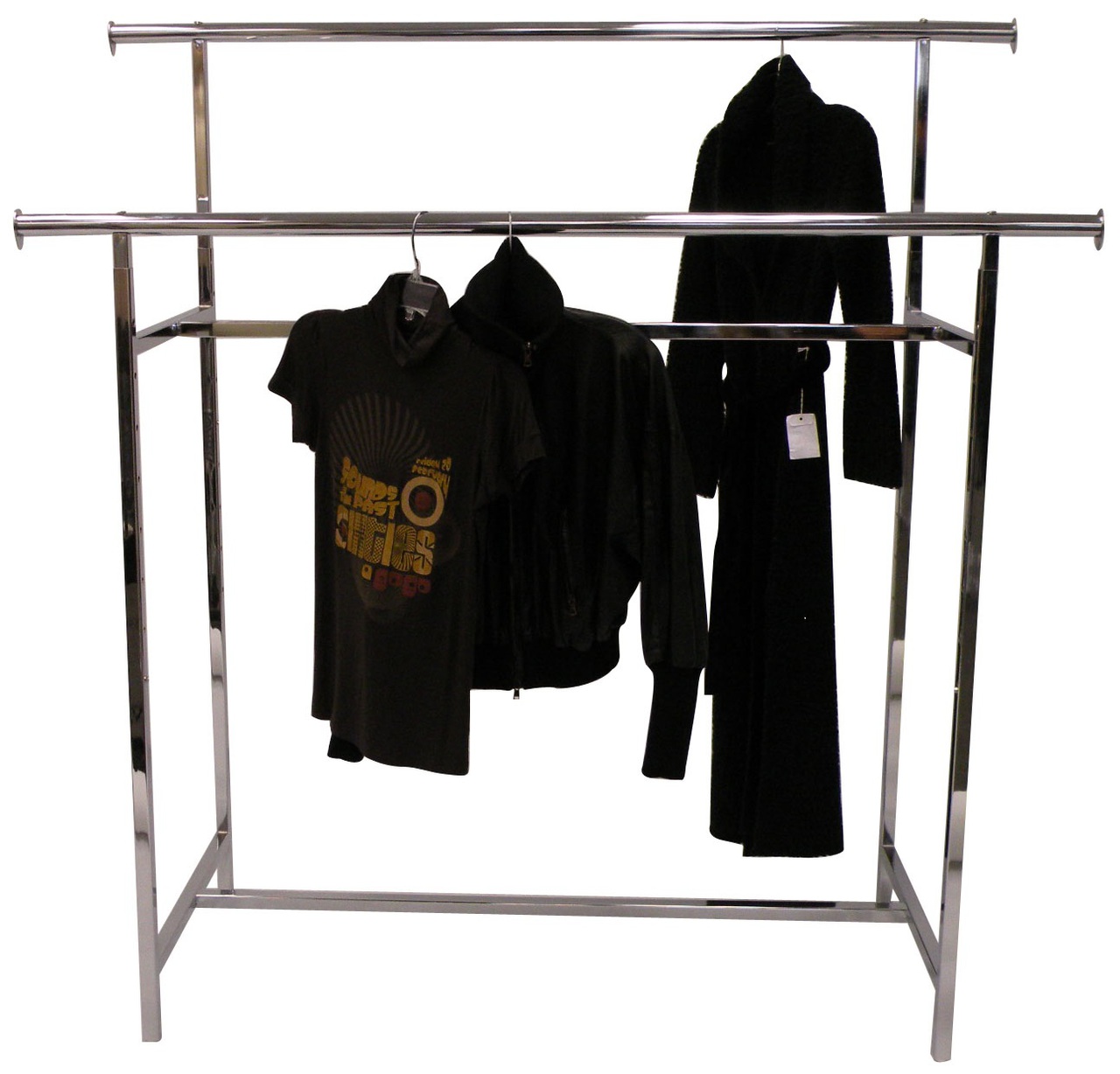 Chrome Double Bar Clothing Rack MM-RK-K60 - Mannequin Mode