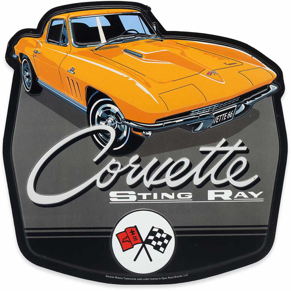 Corvette Sting Ray Embossed Metal Sign | Collectable Diecast