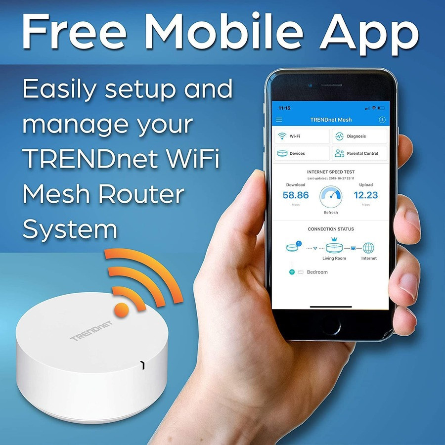 TRENDnet AC2200 WiFi Mesh Router;TEW-830MDR;1xAC2200 WiFi Mesh Router ...