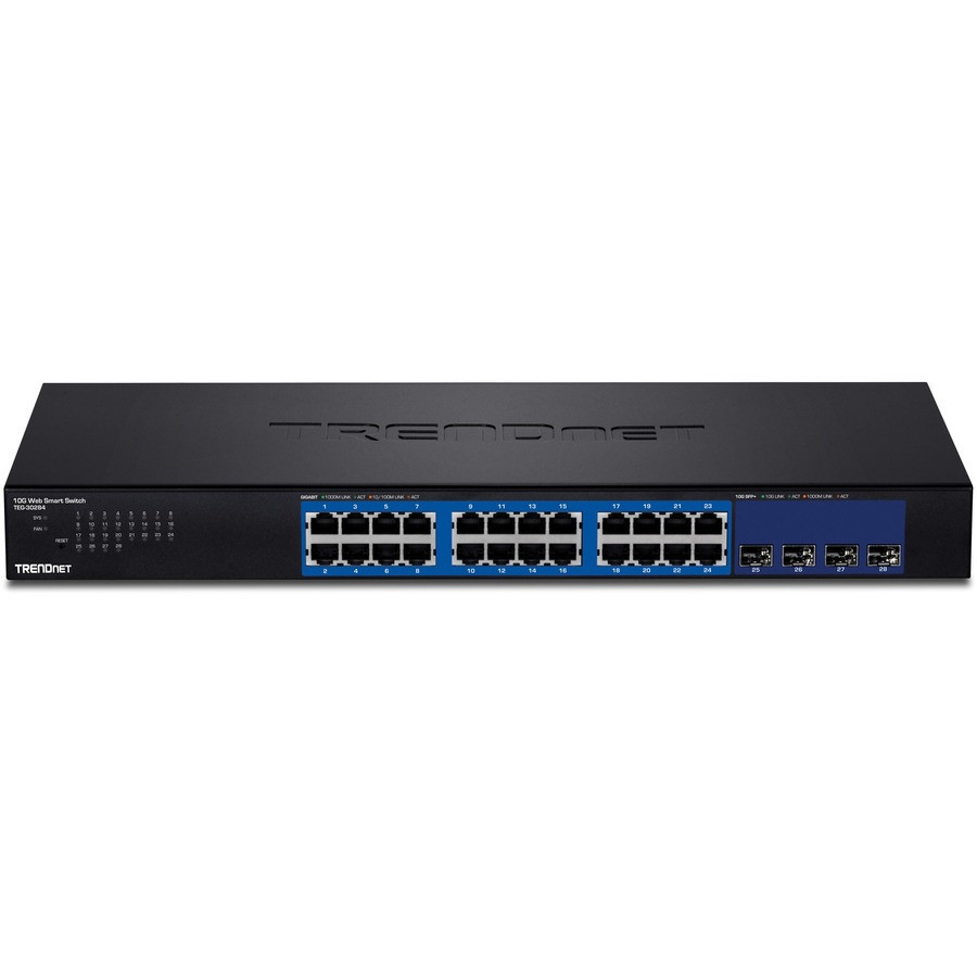 TRENDnet 28-Port Web Smart Switch, 24 x Gigabit Ports, 4 x 10G SFP+ ...