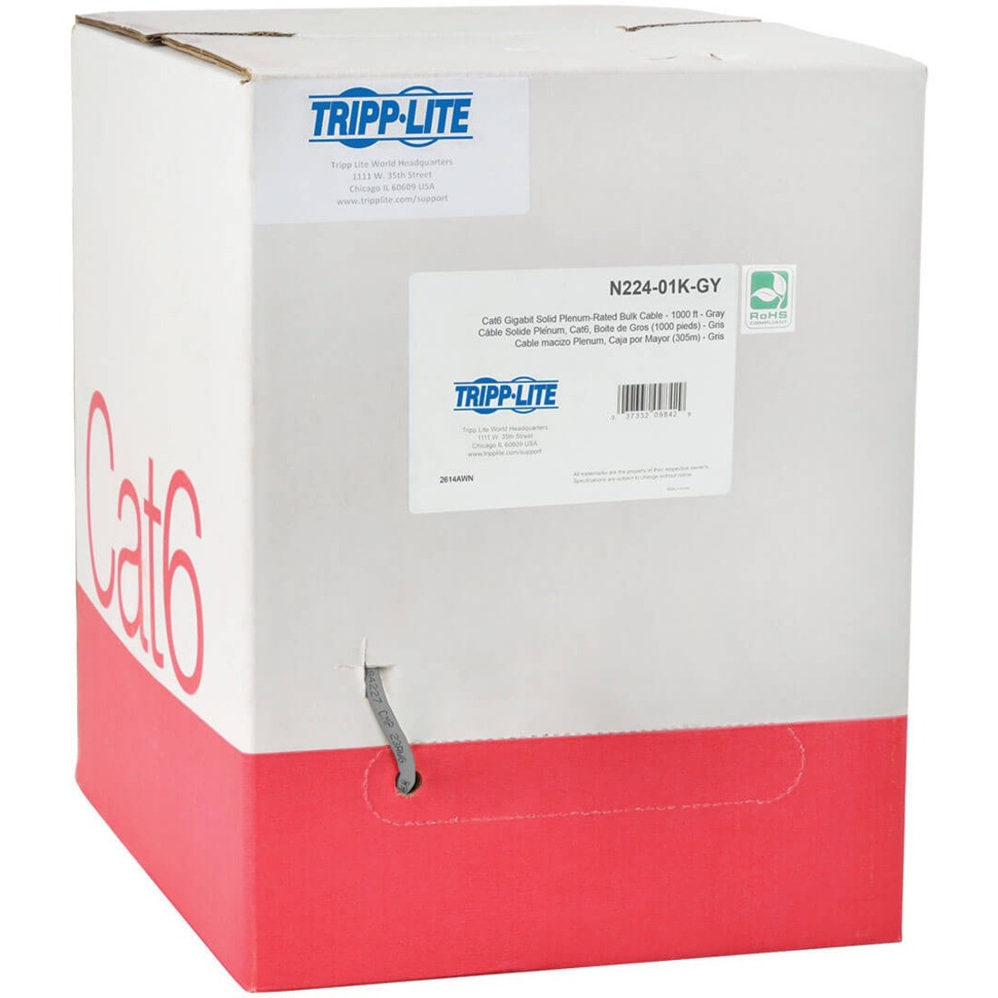 Tripp Lite Cat6 Gigabit Solid Core Plenum-Rated UTP CMP PVC Bulk ...