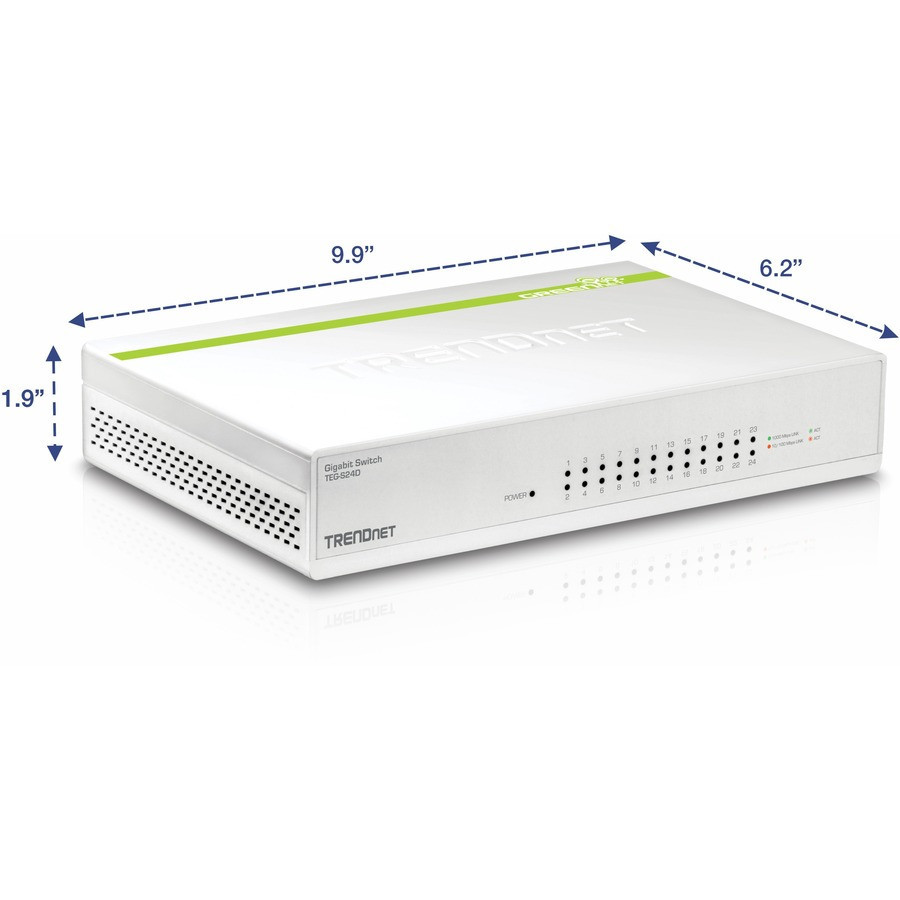 TRENDnet 24-Port Gigabit GREENnet Switch; QoS; 48 Gbps Switching Fabric ...