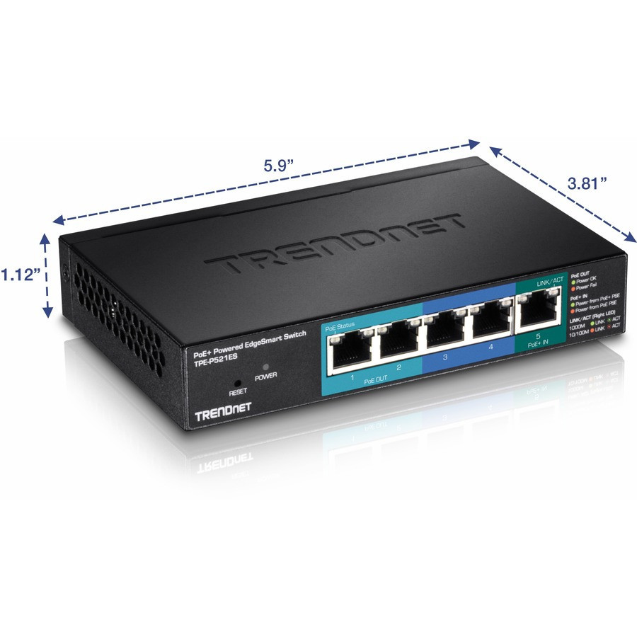 TRENDnet 5-Port Gigabit PoE+ Powered EdgeSmart Switch With PoE Pass ...