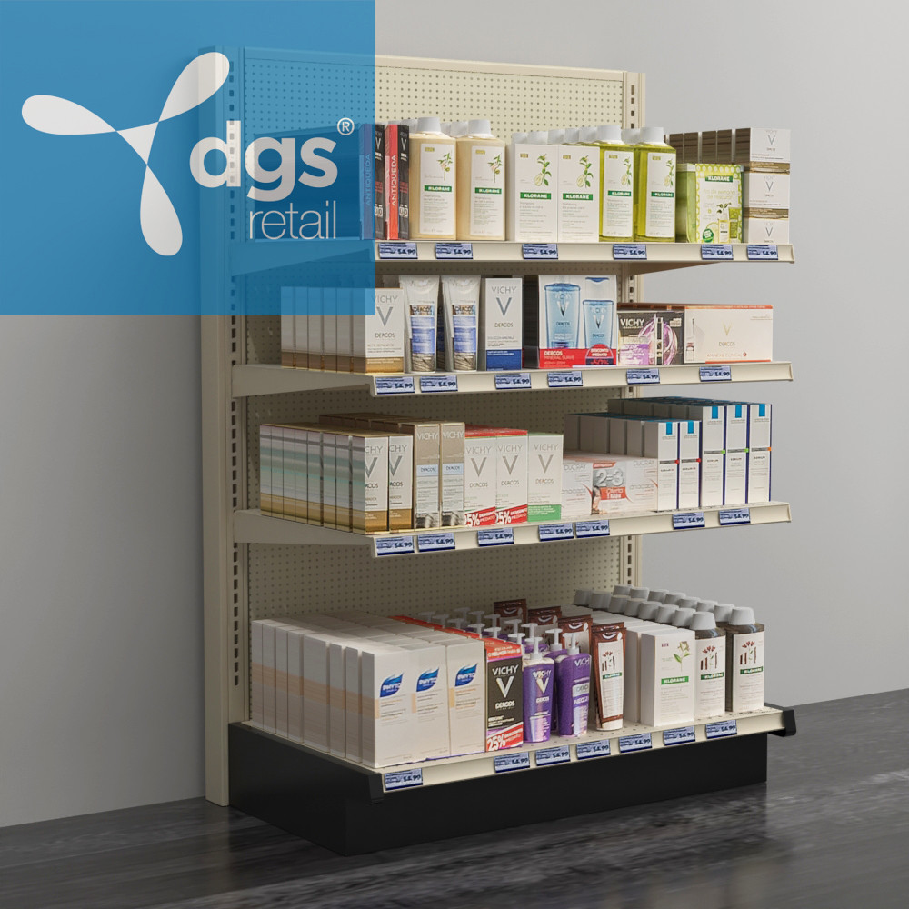 Commercial Lozier Gondola Wall Display With 4 Shelves | DGS Retail