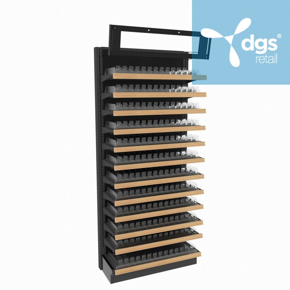 WoodMax Cigarette Display Rack With 12 Shelves, Pushers 36W 84H | DGS ...