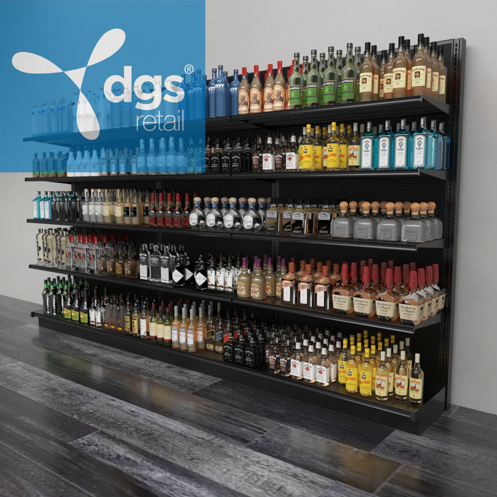 Black Lozier Gondola Wall Display With 15 Shelves On Sale | DGS Retail