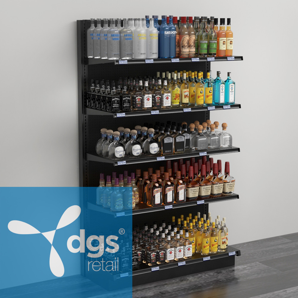 4FT wide Black Gondola Shelving Wall Display With 5 Shelves On Sale ...