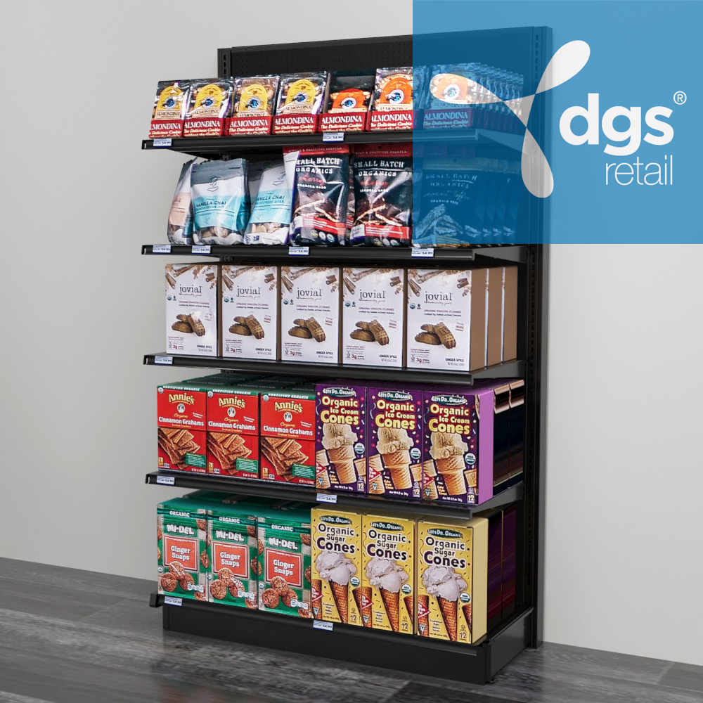 4FT wide Black Gondola Shelving Wall Display With 5 Shelves On Sale ...