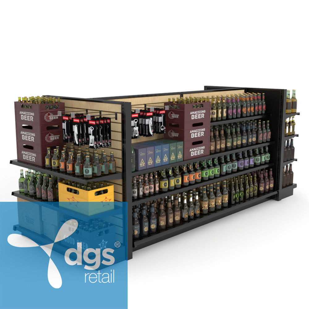 12ft Wide Wood Slatwall Gondola with Shelves - Compact Retail Display ...