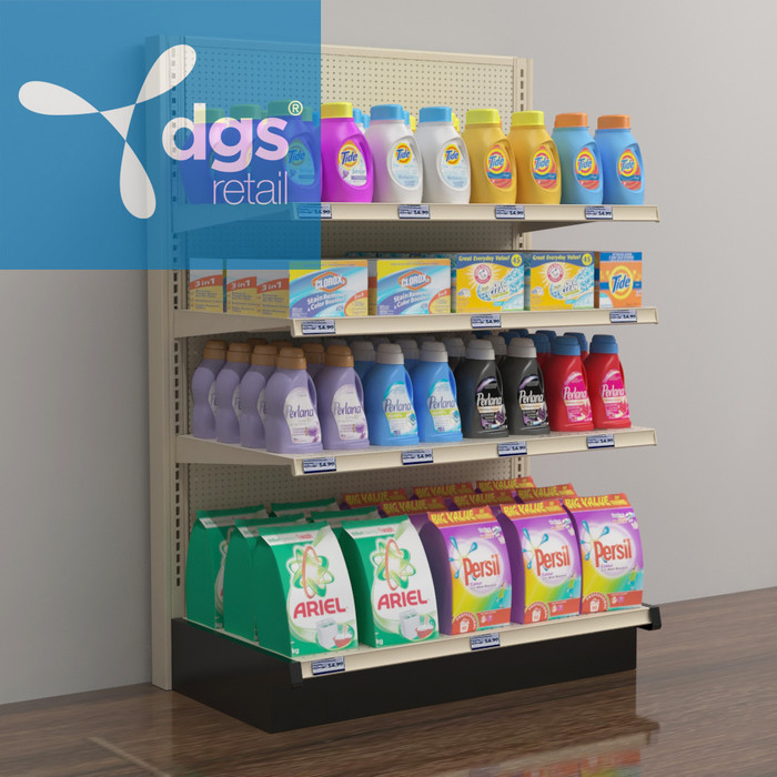 Commercial Lozier Gondola Wall Display With 4 Shelves | DGS Retail