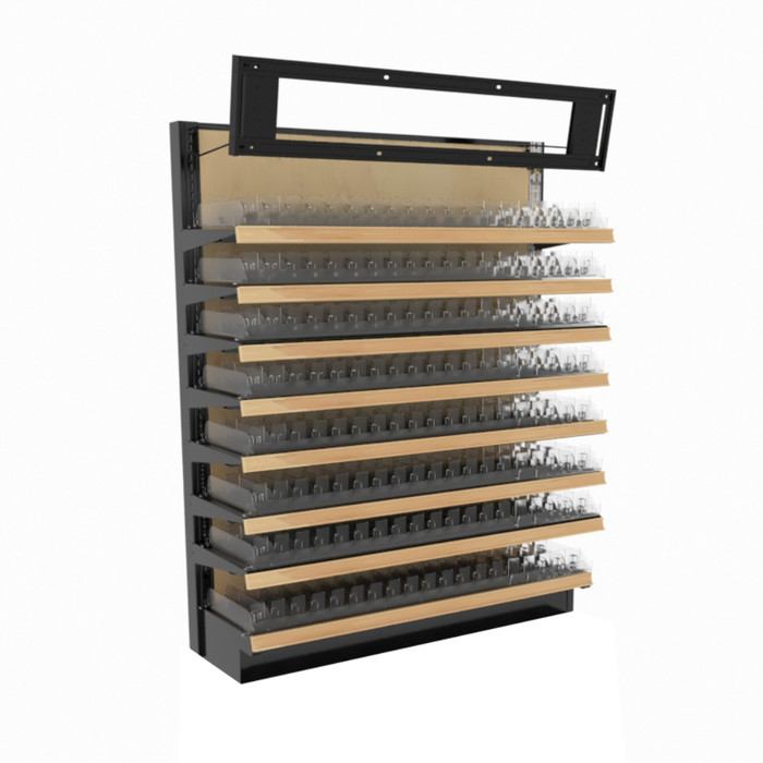 WoodMax Cigarette Display Rack With 8 Shelves, Pushers 48W 60H | DGS Retail