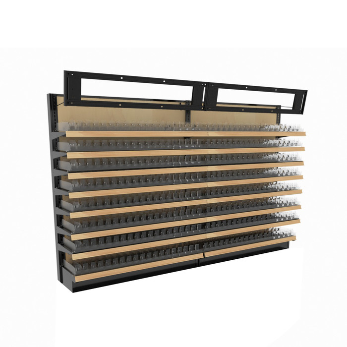 WoodMax Cigarette Display Rack With 8 Shelves, Pushers 96W 60H | DGS Retail