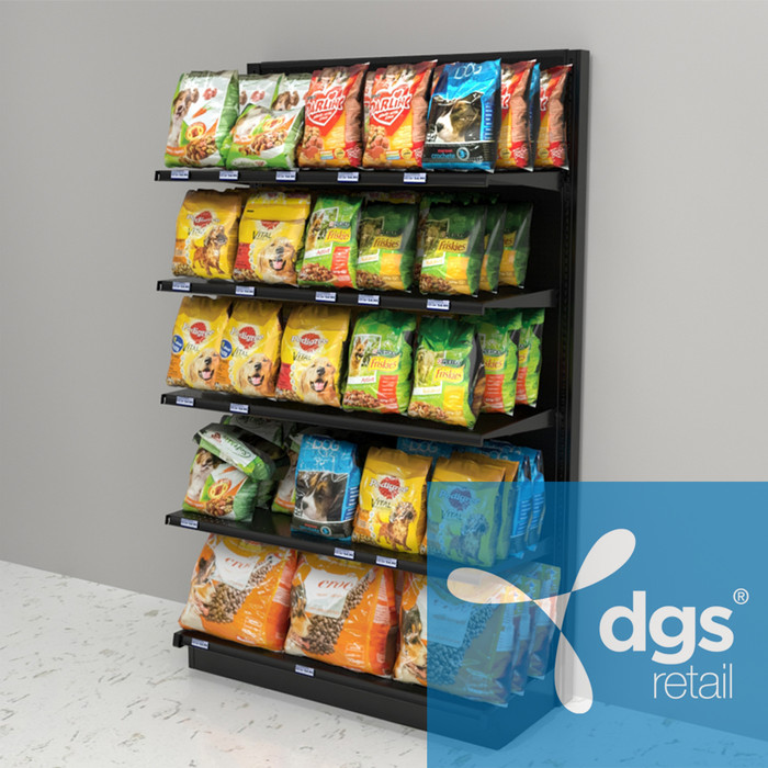 4FT wide Black Gondola Shelving Wall Display With 5 Shelves On Sale ...